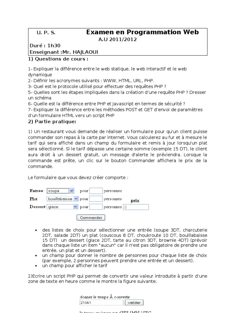 Examen Web Mr+HAJLAOUI | PDF