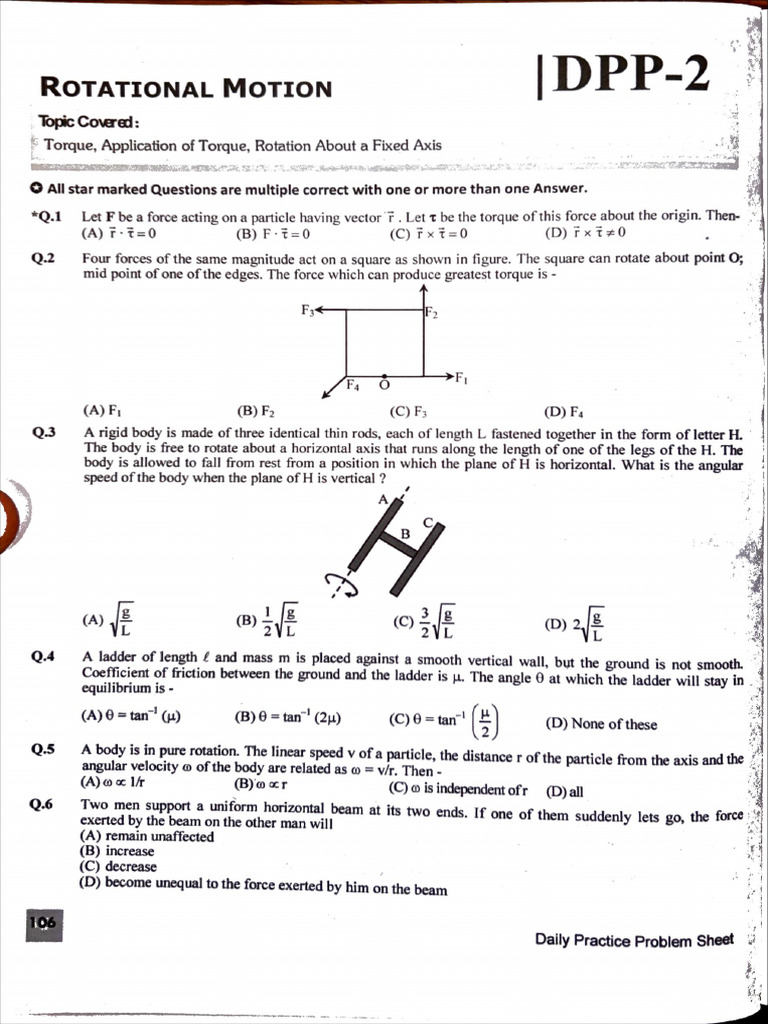DPP - Rotation (JEE) | PDF