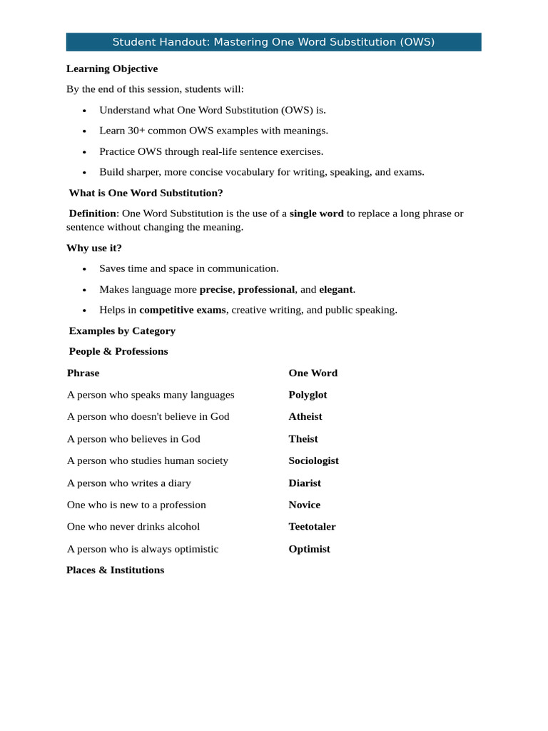 Handout_one Word Substutution_Lecture3 (1) | PDF