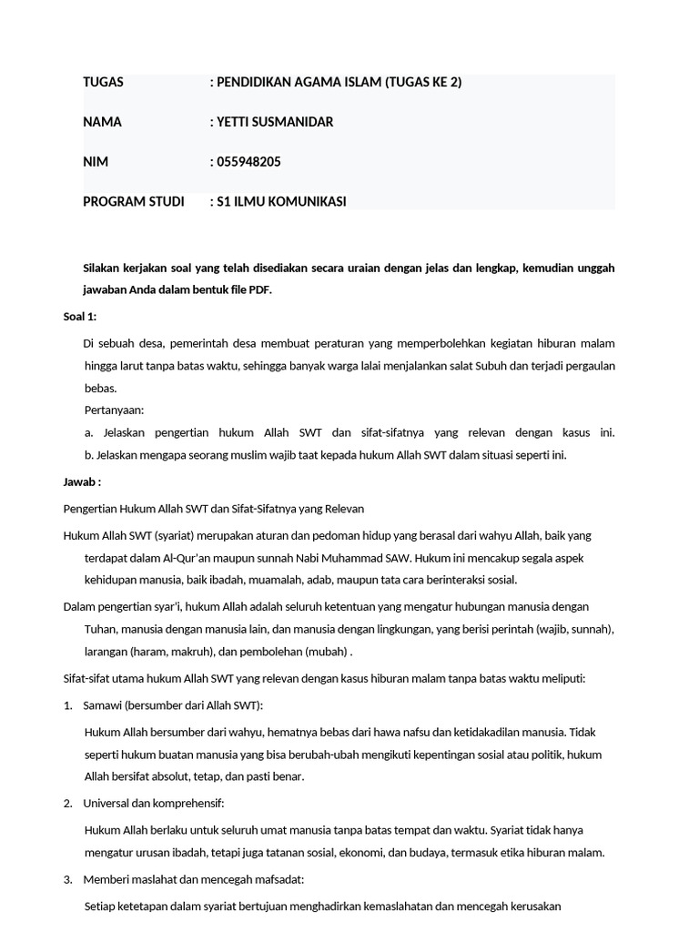 Tugas Pendidikan Agama Islam Ke 2 | PDF