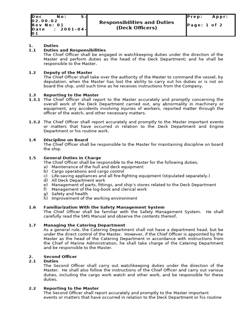 Deck Officer Responsibilities Guide | PDF | Ships | Deck (Ship)
