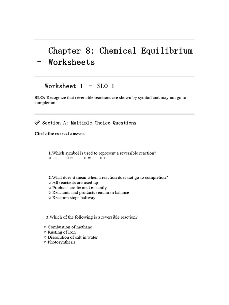 Chapter 8 Chemistry | PDF | Chemical Reactions | Chemical Equilibrium