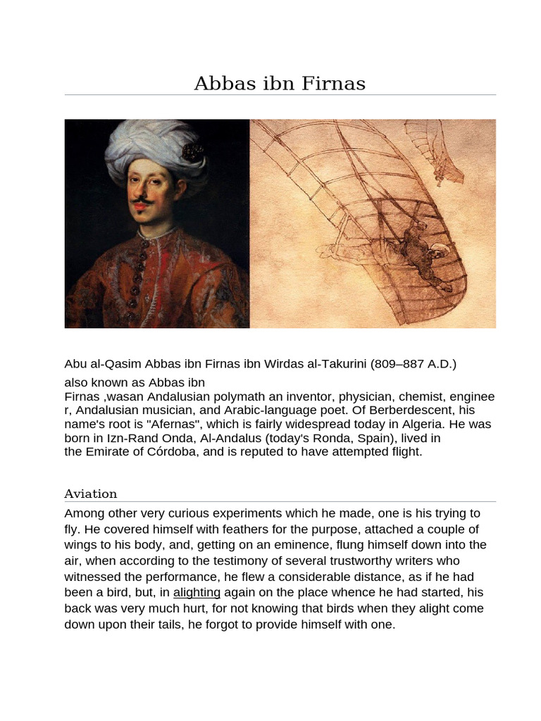 Abbas Ibn Firnas Al-Biruni | PDF
