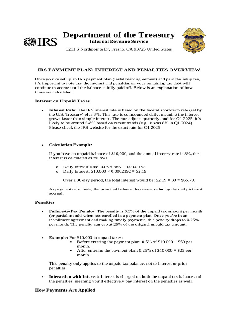 Tax Payment Plan | PDF | Interest | Internal Revenue Service