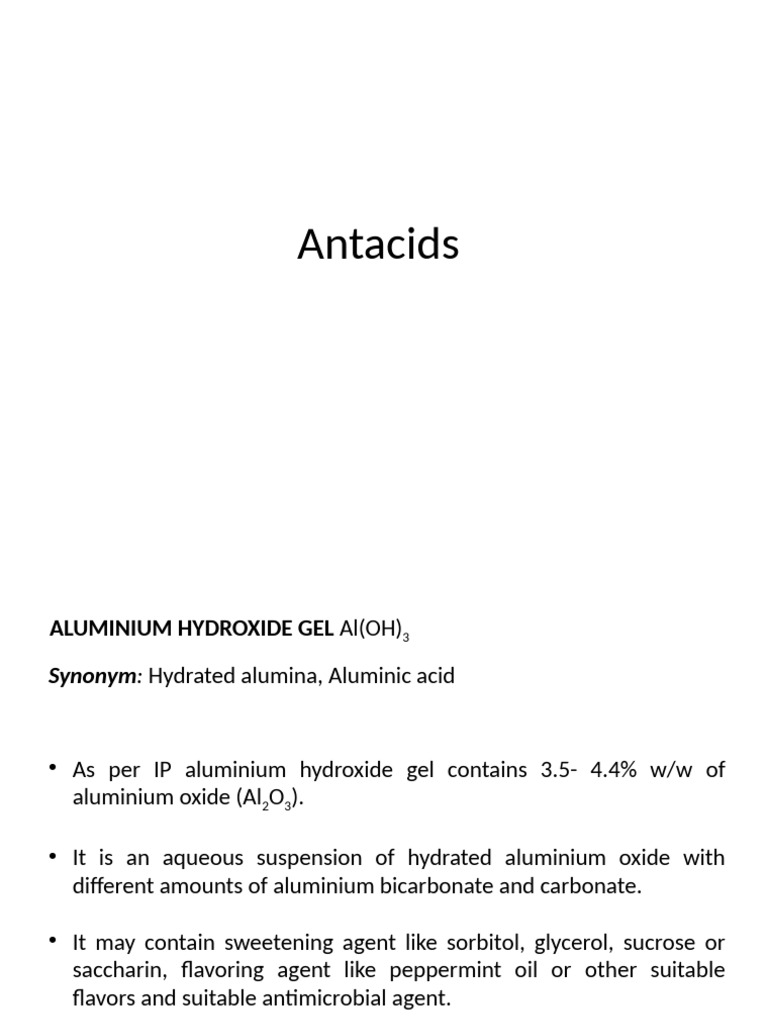 Antacids Continuation | PDF | Hydroxide | Magnesium