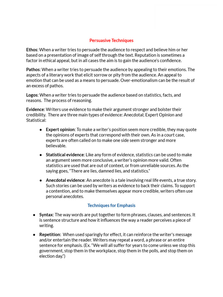 1 - Speech Conventions Persuasive Techniques-2 | PDF | Linguistics