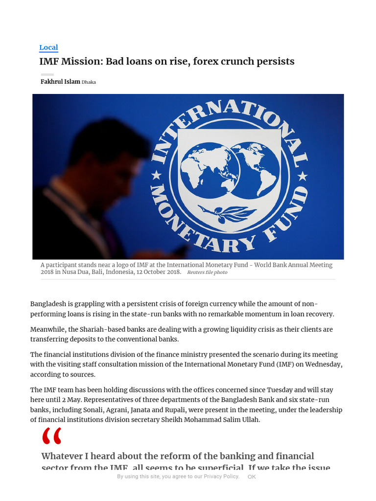 IMF Mission - Bad Loans On Rise, Forex Crunch Persists | PDF | Banks ...