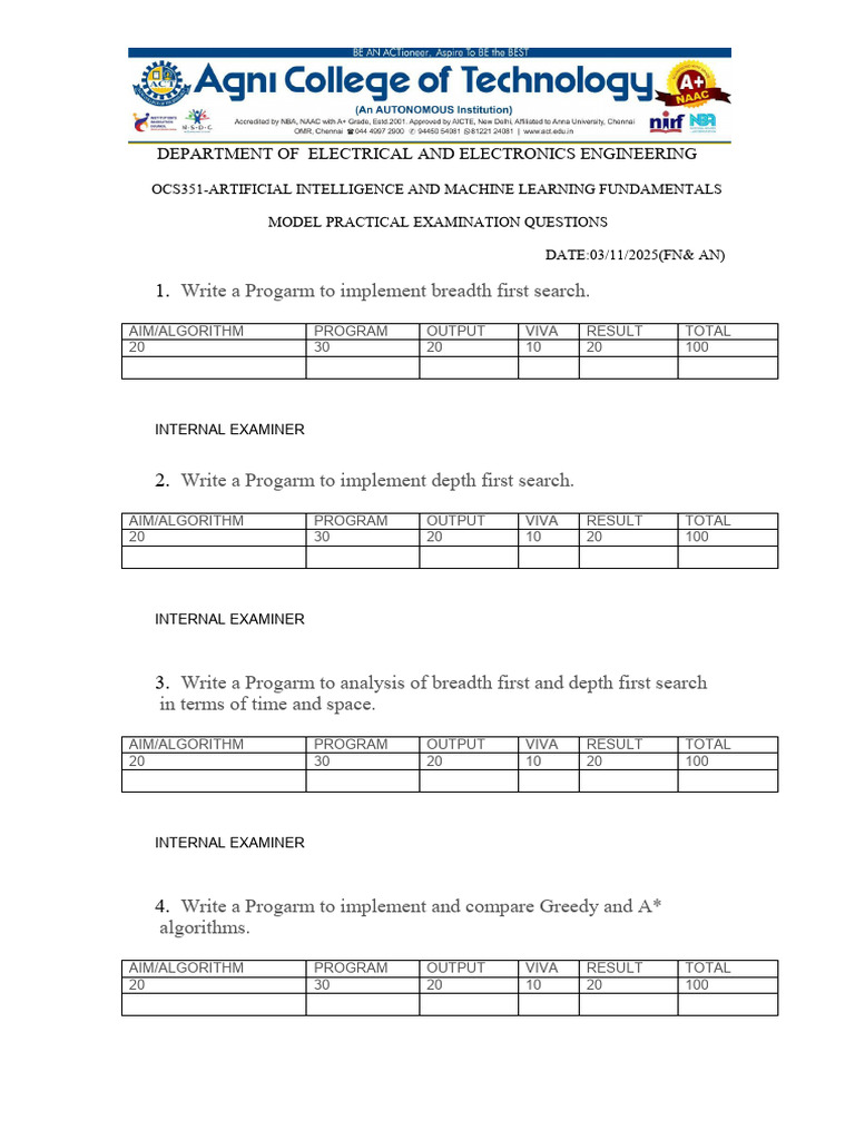 Model Question Aiml-Eee | PDF | Machine Learning | Learning
