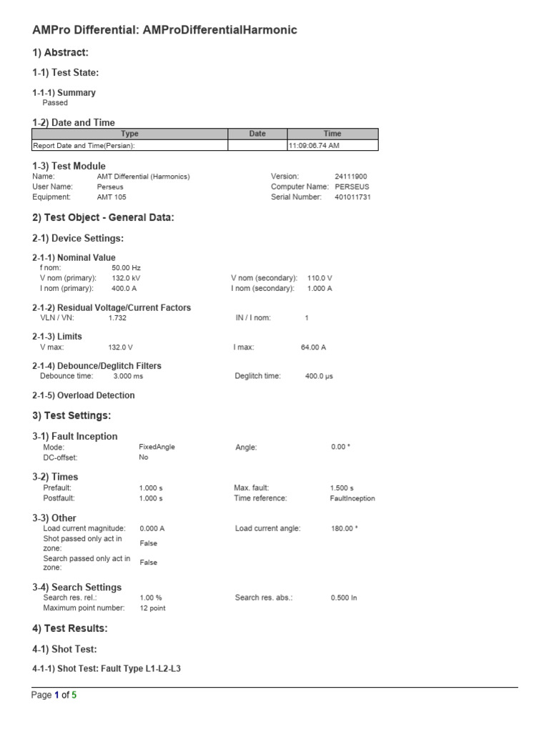 Tr2 p1 87t 5th Harmonic Test | PDF | Electromagnetism | Power (Physics)