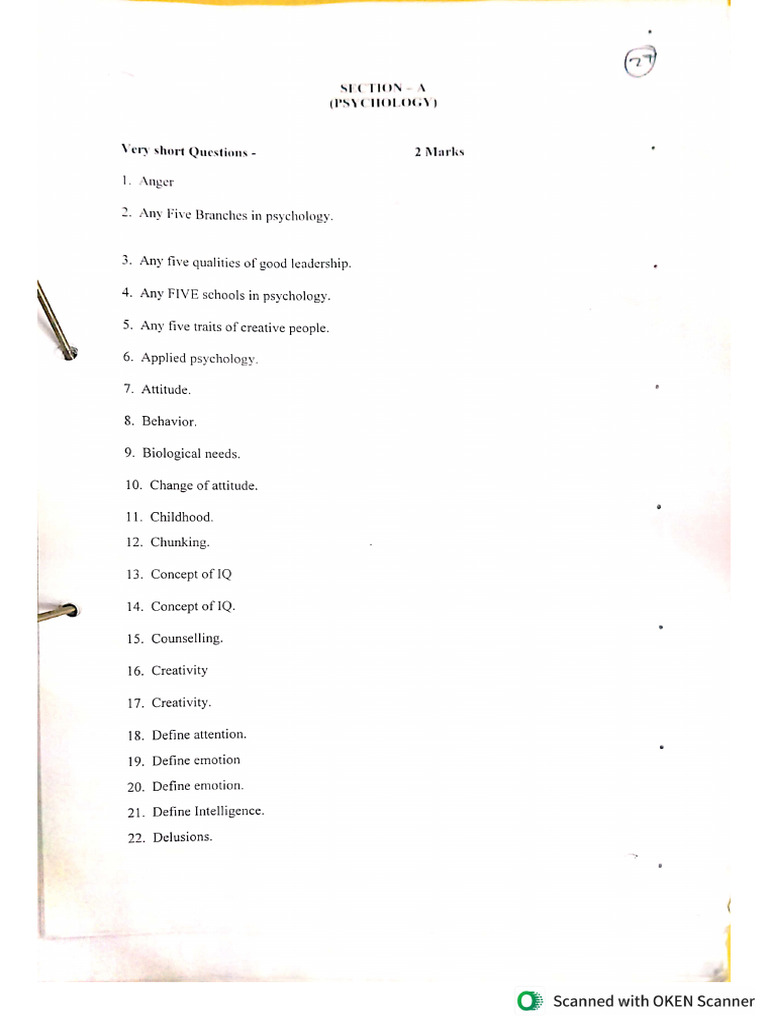 Psychology Questions | PDF