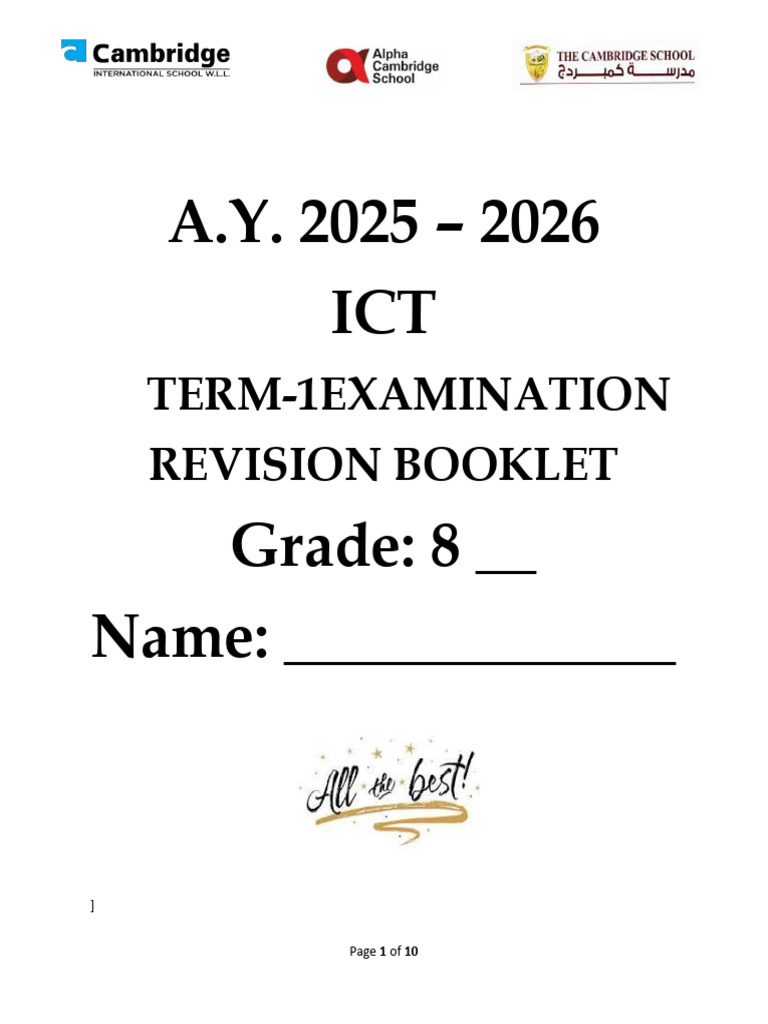 Ict 2526 t1 Y8 Revision Booklet QP | PDF | Scratch (Programming Language) | Debugging