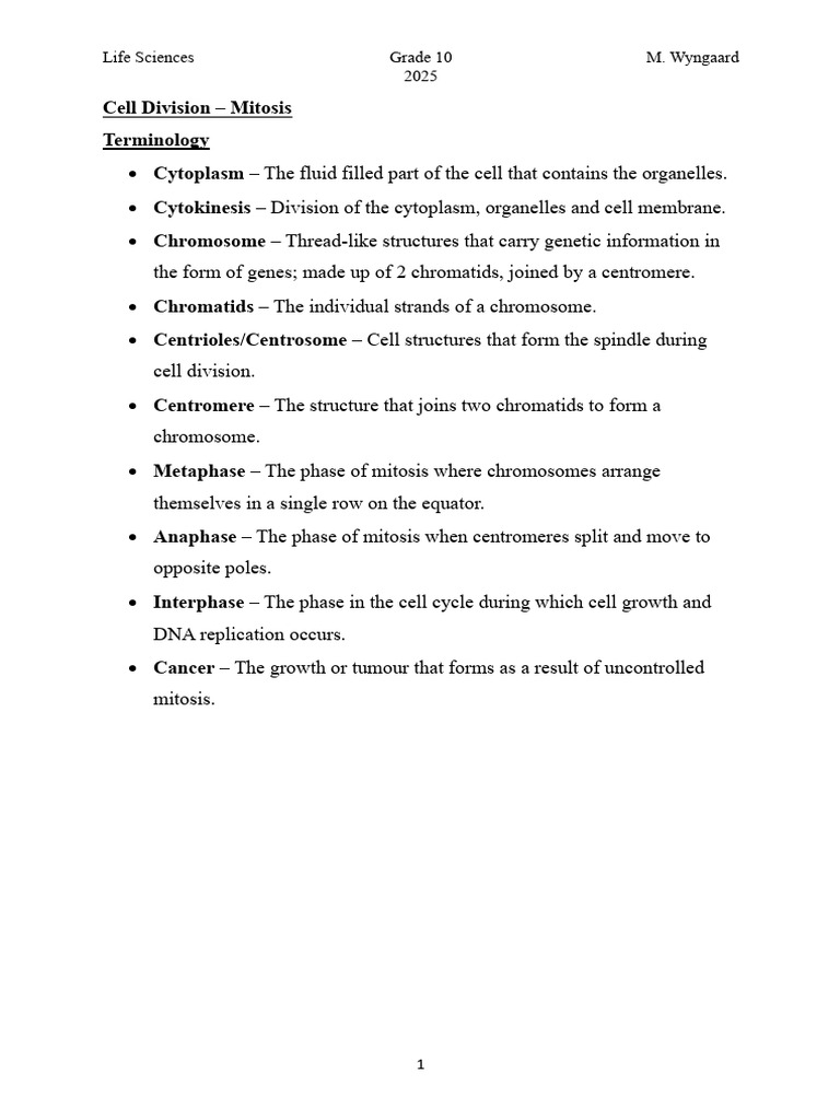 Mitosis and Cell Division Overview | PDF | Mitosis | Chromosome