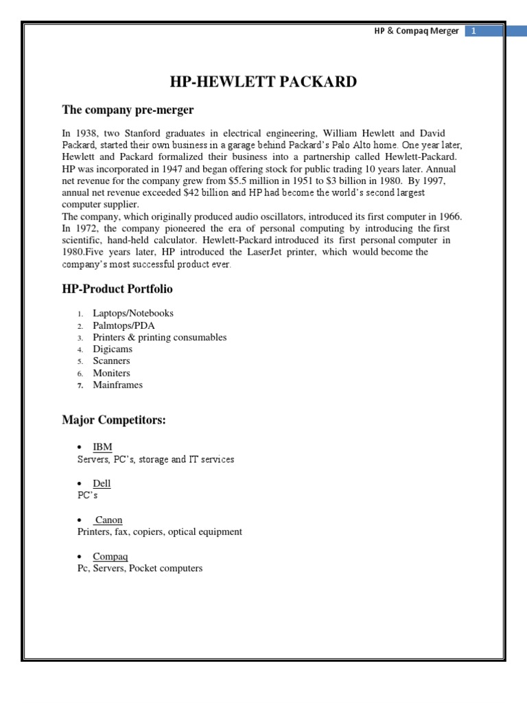 HP Compaq Merger Full Report | PDF | Hewlett Packard | Mergers And ...