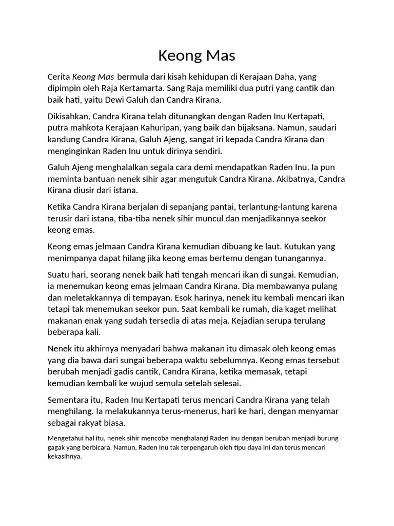 Kisah Candra Kirana dan Keong Emas | PDF