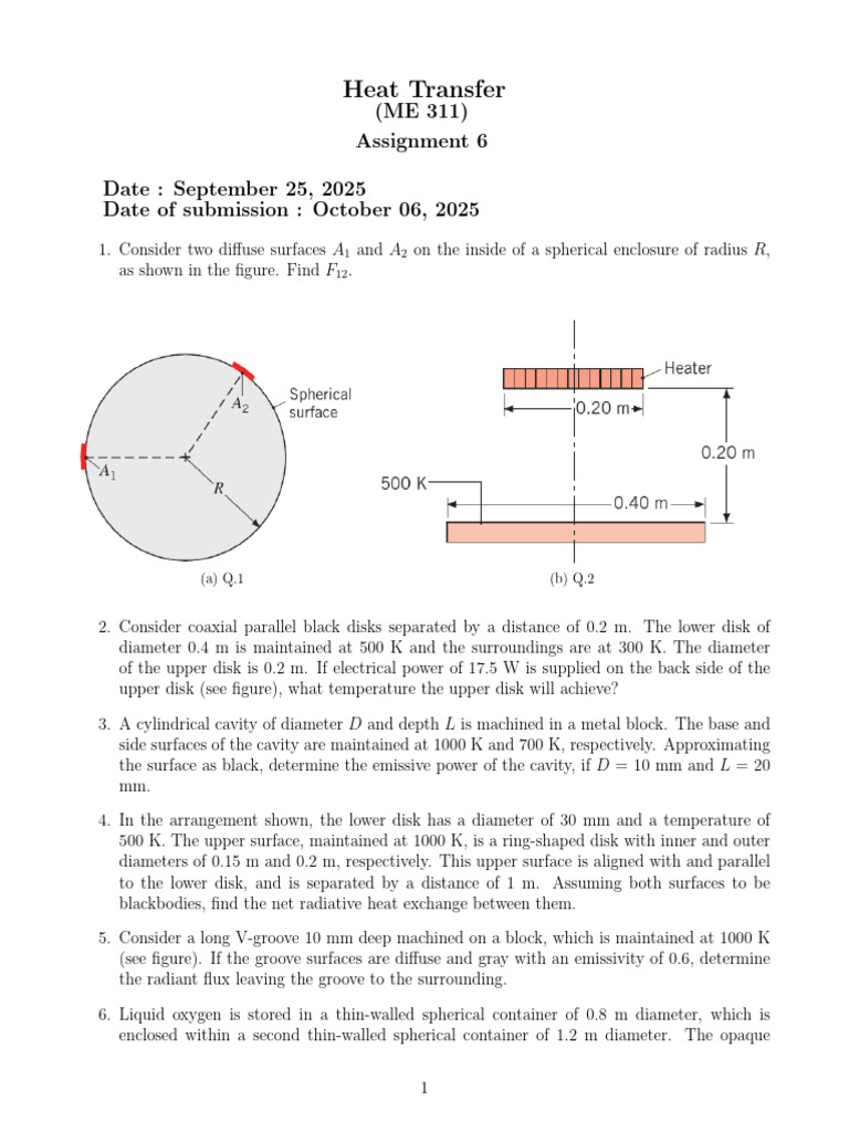 ME311_Asgn_6_2025 | PDF | Heat Transfer | Physical Sciences