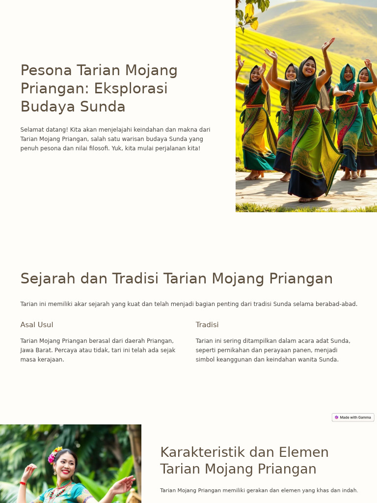 Pesona Tarian Mojang Priangan Eksplorasi Budaya Sunda | PDF
