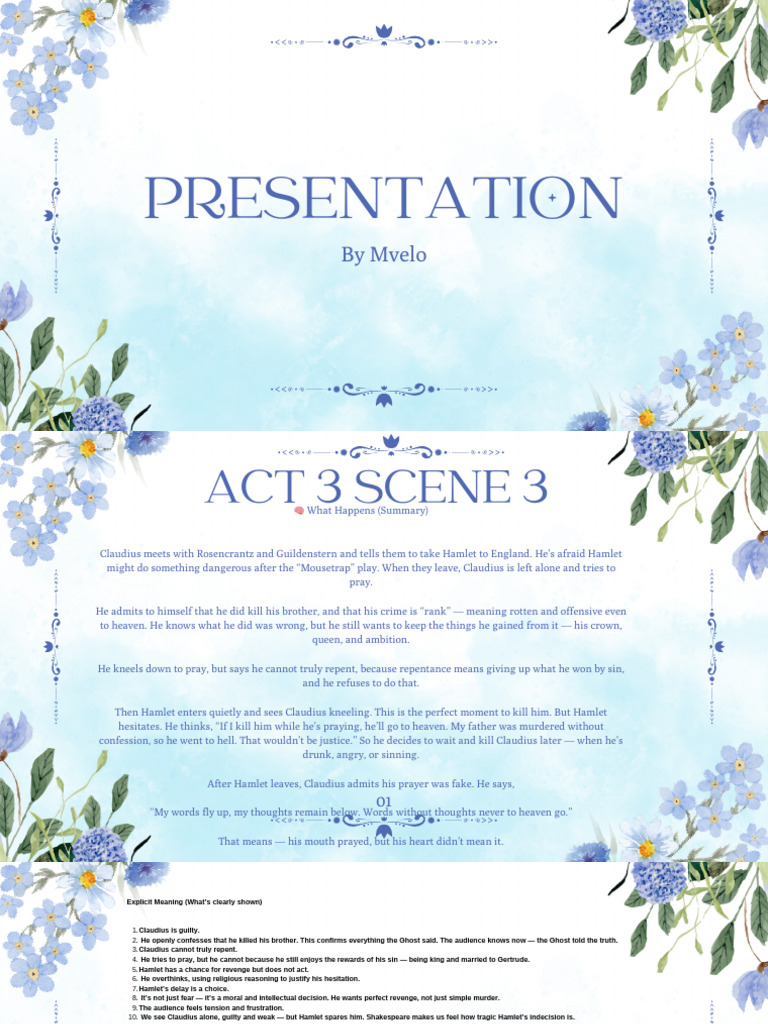 Blue Watercolor Floral Elegant Presentation.pdf | PDF | Hamlet | Hell