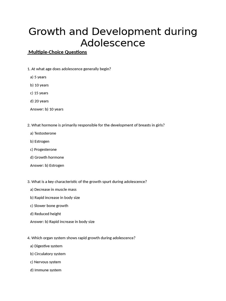 3 Chapter Notes Growth and Development During Adolescence | PDF ...
