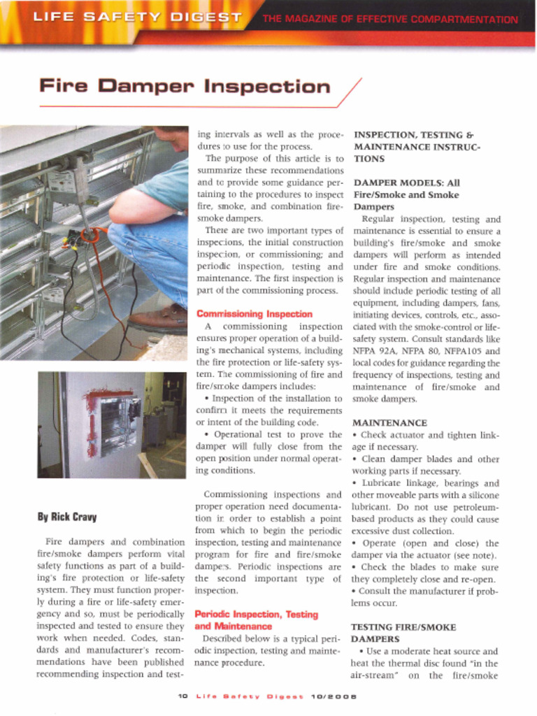 Fire Damper Inspection Article | PDF