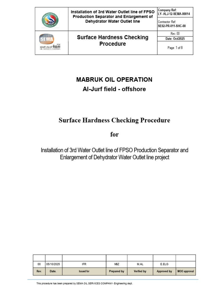 SE02 PR 011 SHC 00 Surface Hardness Checking Procedure | PDF | Hardness ...
