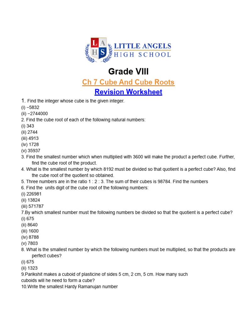 Grade VIII: CH 7 Cube and Cube Roots | PDF