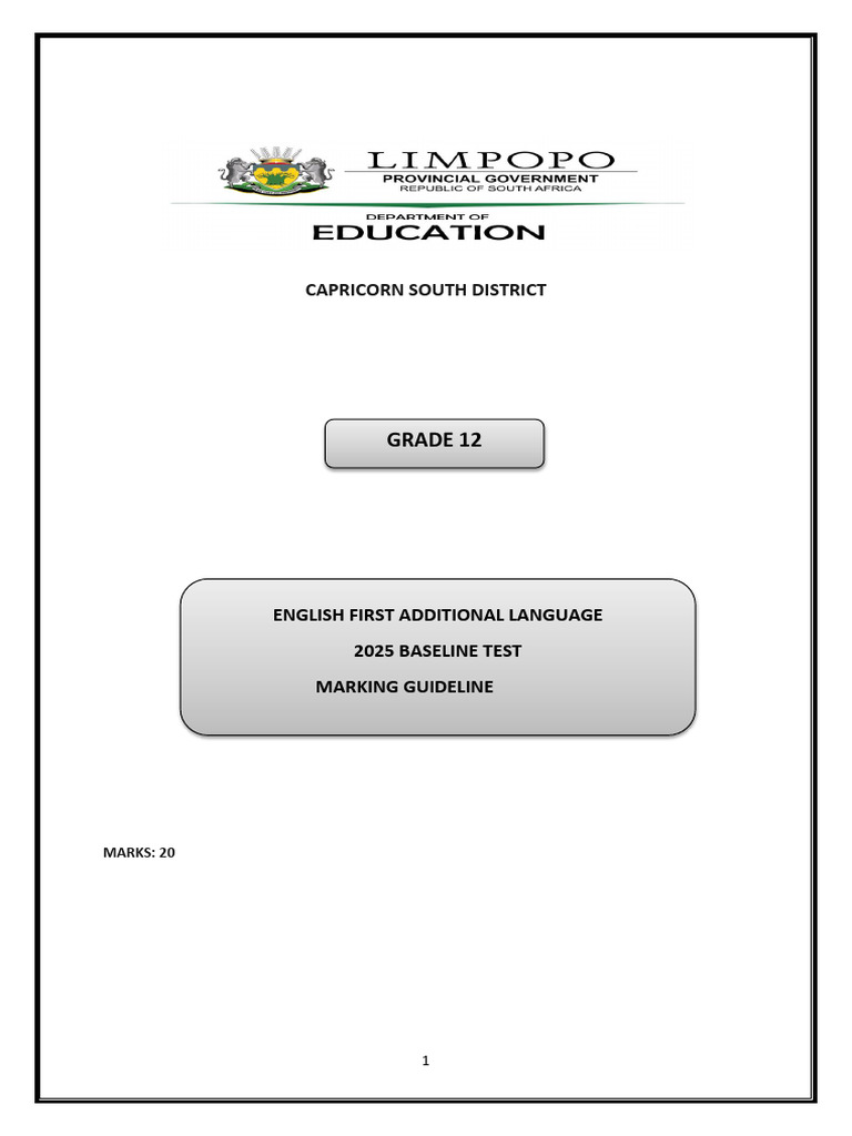 Grade 12 English Language Test Guide | PDF