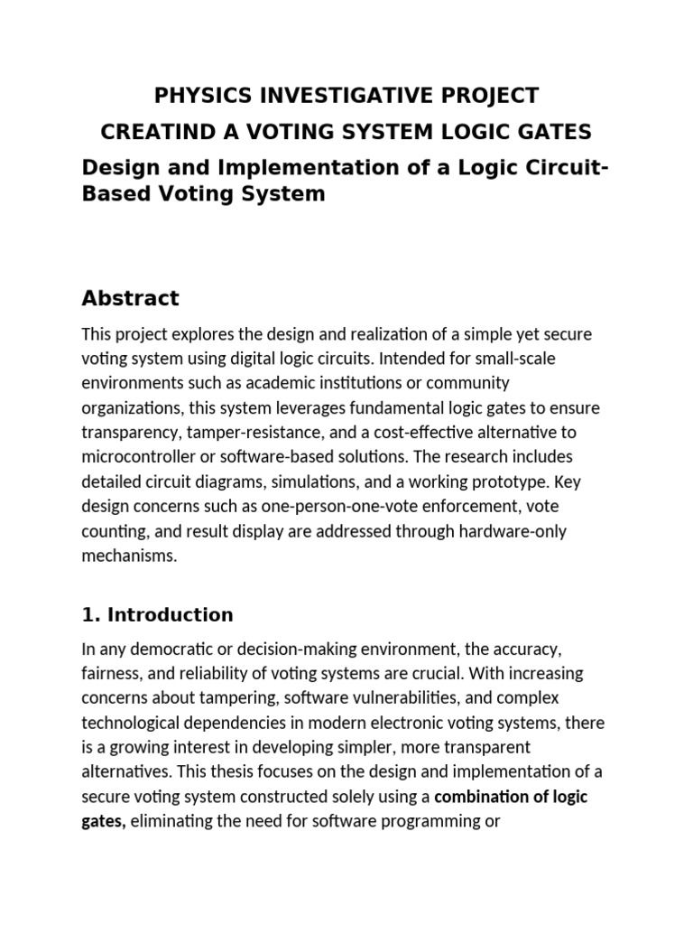 PHYSICS INVESTIGATIVE PROJECT New | PDF | Logic Gate | Digital Electronics