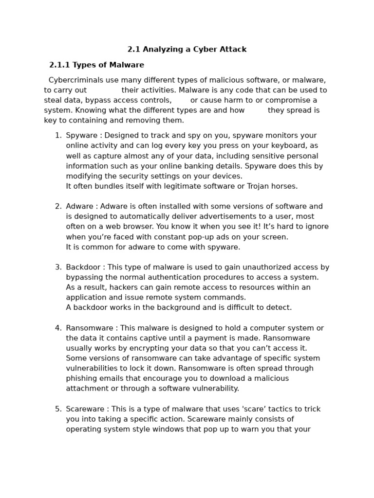 2.1 Analyzing a Cyber Attack | PDF | Malware | Computer Virus