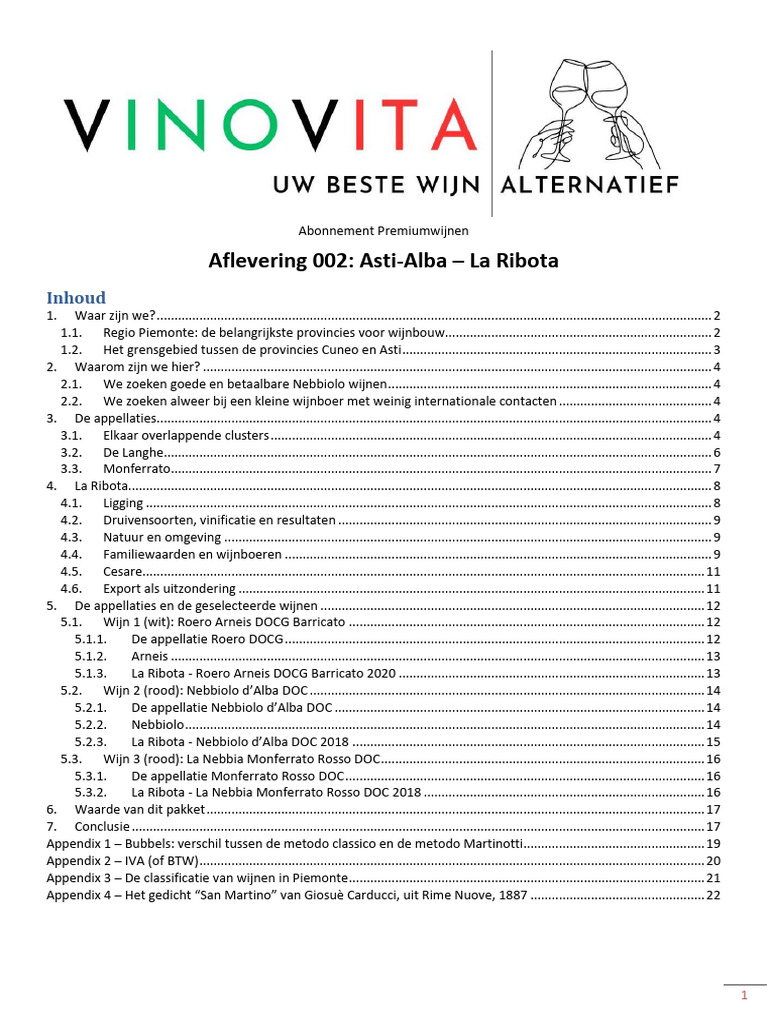 Abonnement Aflevering 002 Piemonte Asti-Alba La Ribota | PDF