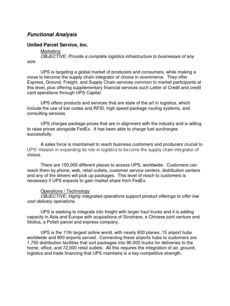 UPS Analysis | PDF | United Parcel Service | Employment