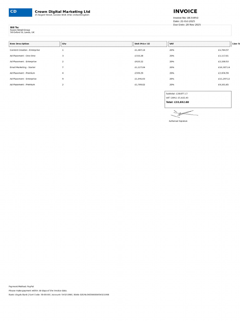 Uk Unique Invoice 3 | PDF