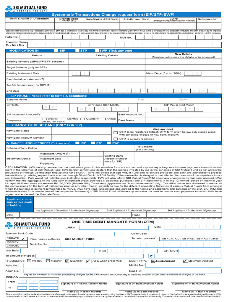 Systematic Transaction Change Request Form (Sip STP SWP) | PDF | Banks ...