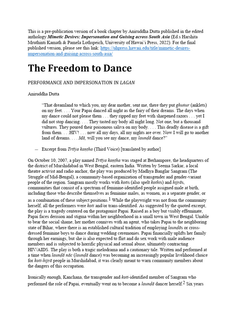 The Freedom To Dance Performance and Imp | PDF | Gender | Gender Studies