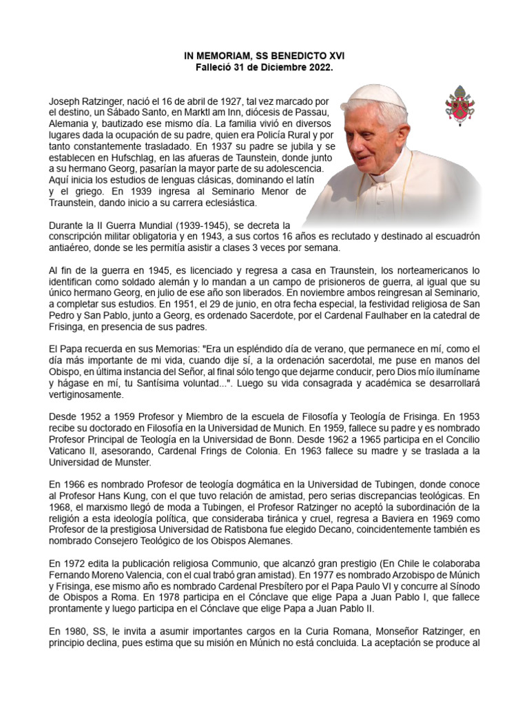 Ratzinger 1 2 | PDF | Papa Benedicto Xvi | Iglesia Católica