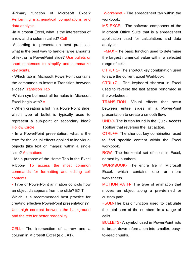 Reviewer in Emtech | PDF | Microsoft Excel | Spreadsheet