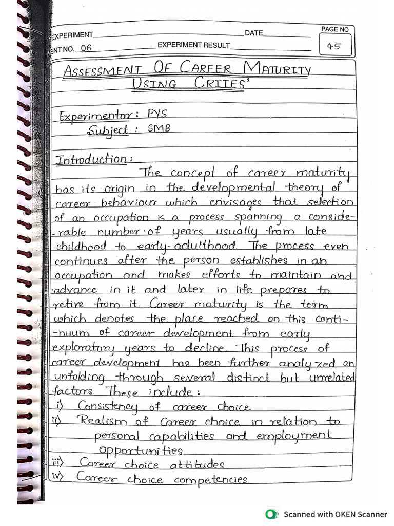 Career Maturity | PDF