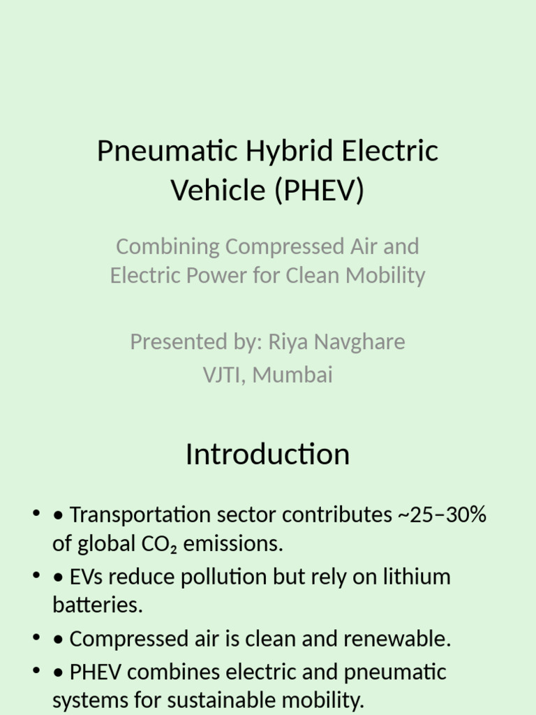 Pneumatic Hybrid Electric Vehicle Presentation Vector | PDF