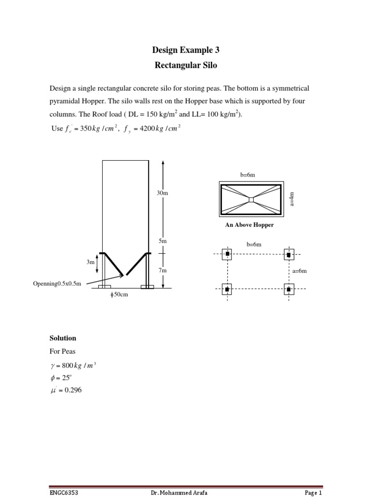 Example 3 Rectangular Silo | Beam (Structure) | Continuum Mechanics