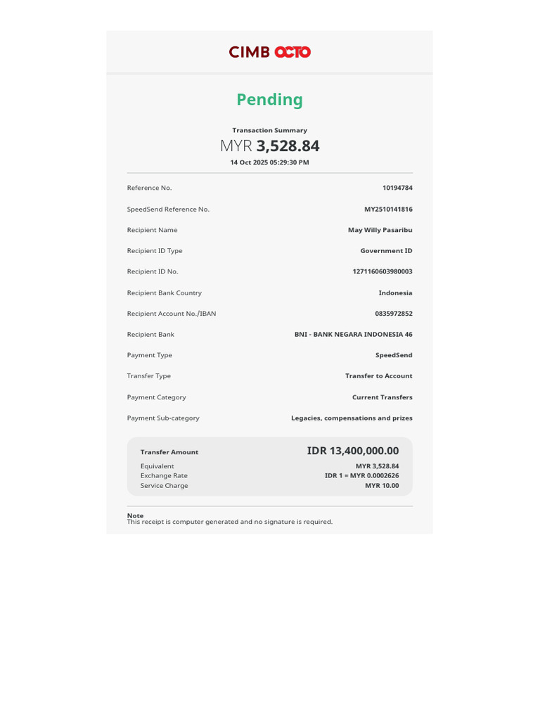 Cimb Octo My-10194784 | PDF