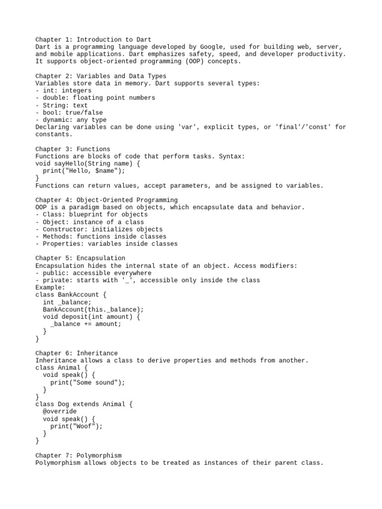 Dart Oop Notes | PDF | Class (Computer Programming) | Object Oriented ...