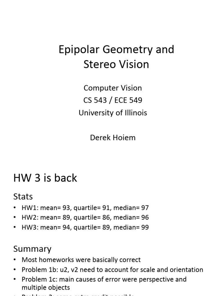 Lecture 23 - Epipolar Geometry and Stereo - Vision - Spring2011 | PDF ...