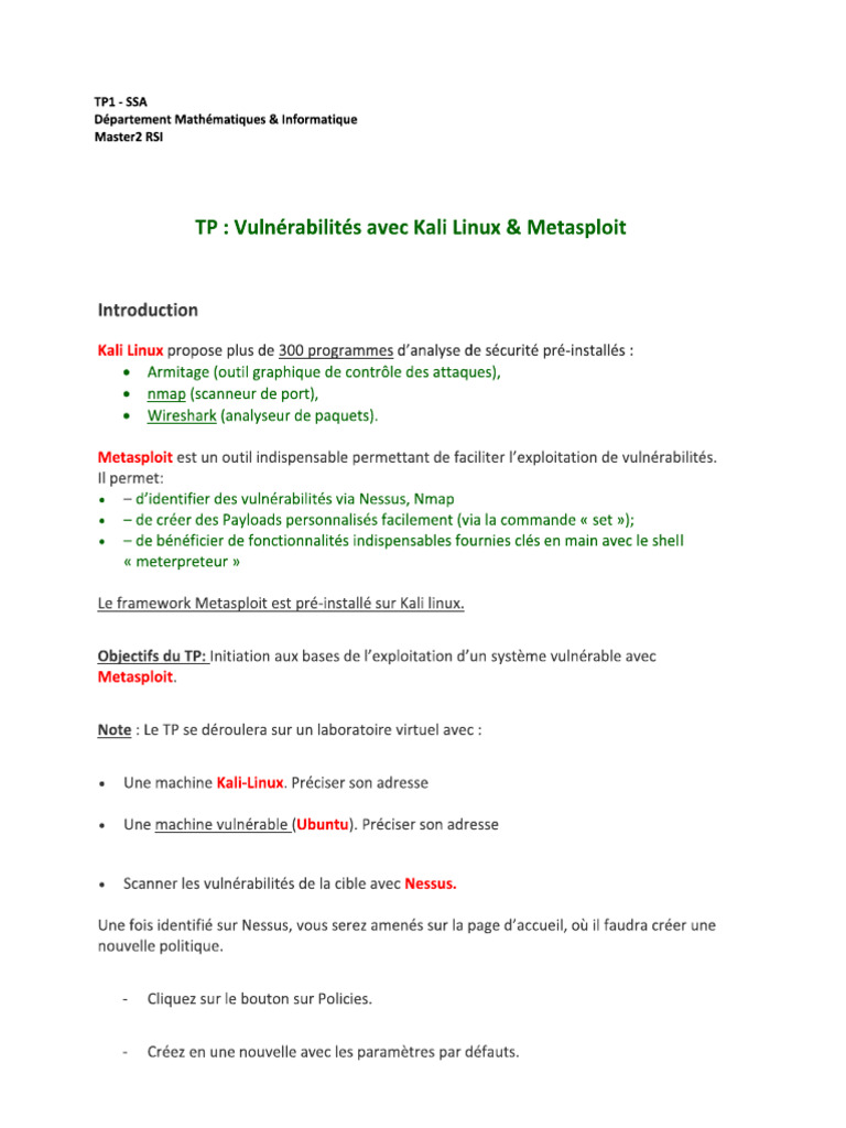Tp1 Kali Linux 2019 | PDF