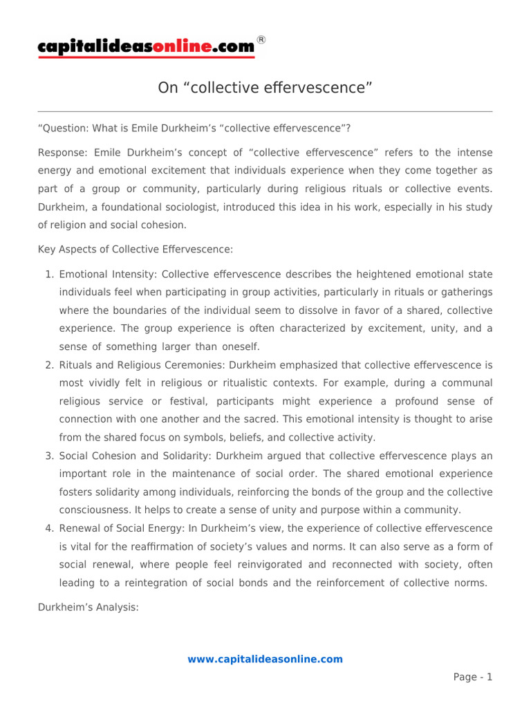 Understanding Collective Effervescence | PDF | Émile Durkheim | Emotions