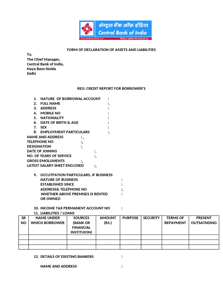 Asset Liab Declaration | PDF | Banks | Money