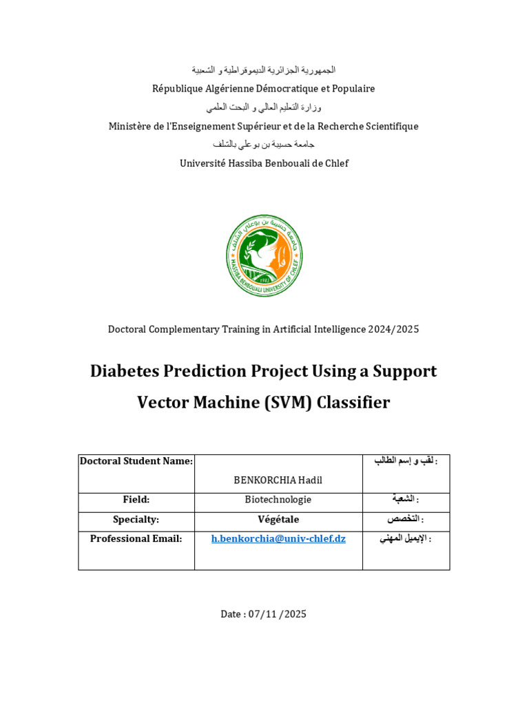 Benkorchia HADIL (ML) | PDF | Support Vector Machine | Machine Learning