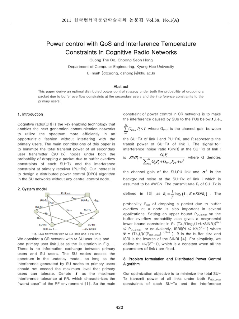 Power Control With Qos and Intererence Temperature Constraints | PDF