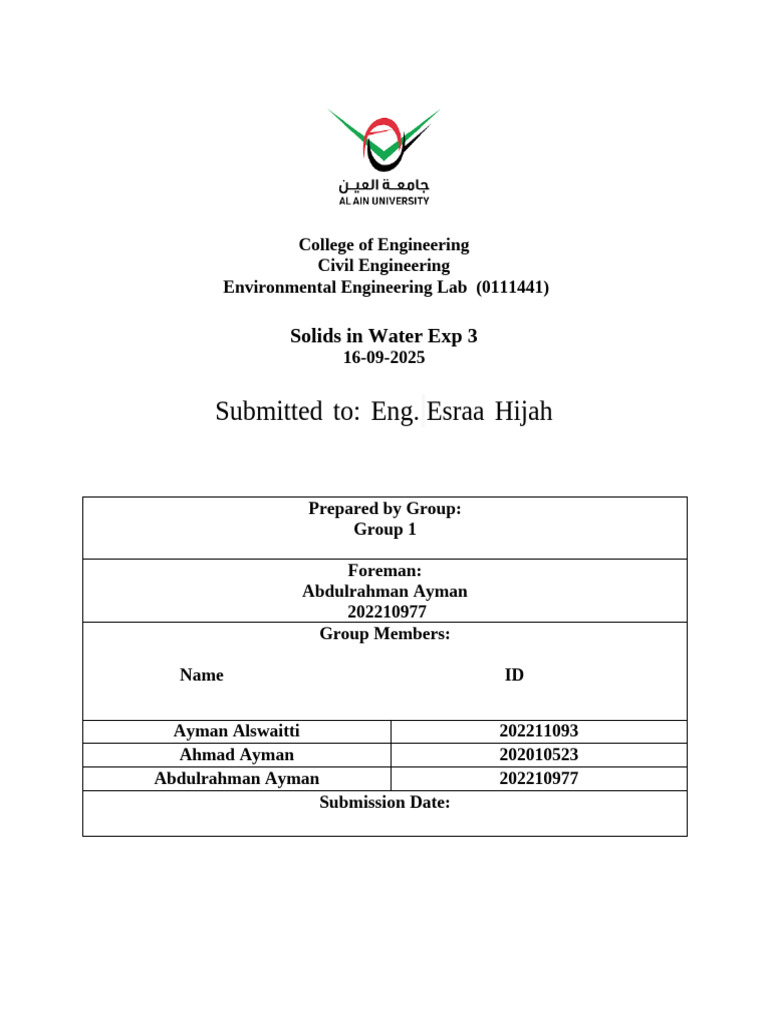 Solids in Water Enviromental Engineering Lab 3 | PDF | Filtration | Environmental Engineering