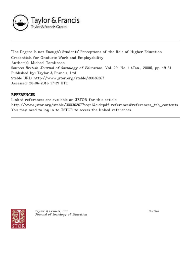 The Degree Is Not Enough'2008 | PDF | Labour Economics | Human Capital
