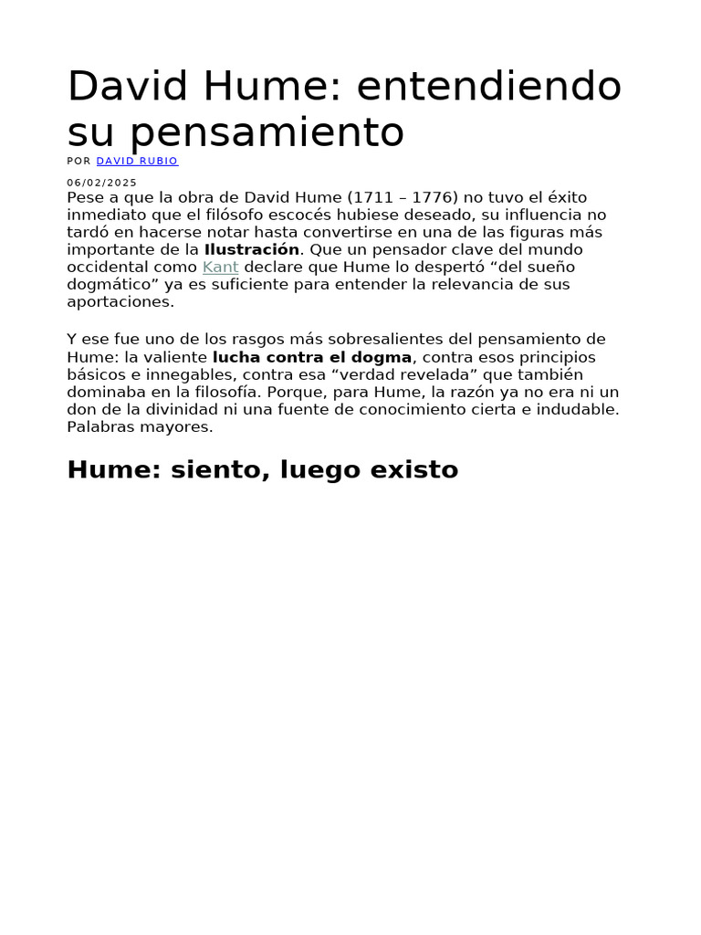 Filosofía de David Hume: razón y pasión | PDF | David Hume | Conocimiento