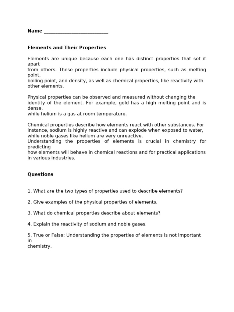 Previous Learning-Physical Vs Chemical Properties | PDF